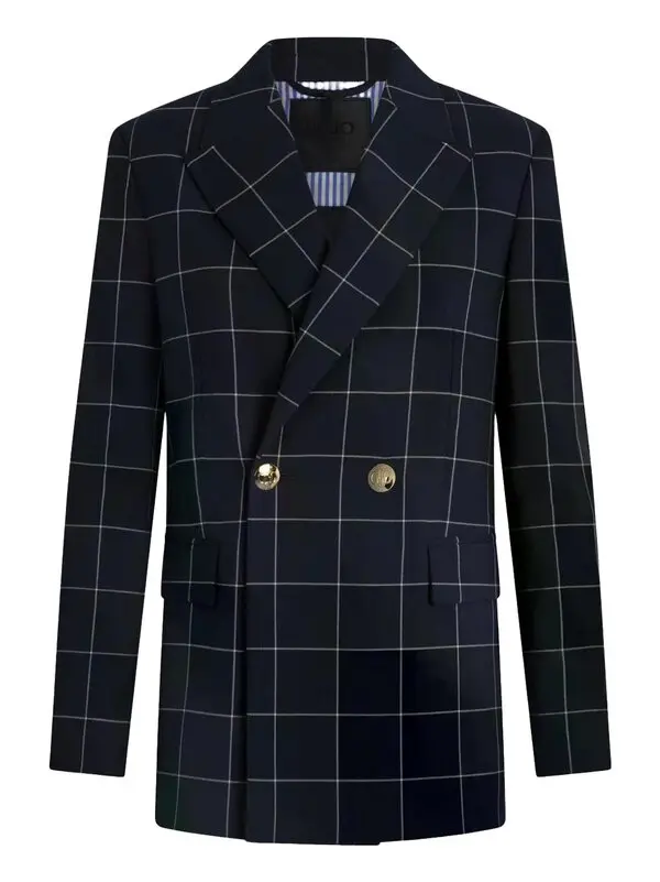 Liu Jo Double-breasted Check Blazer - Blue