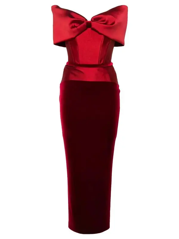 CRISTALLINI Off-shoulder Taffeta Gown - Red