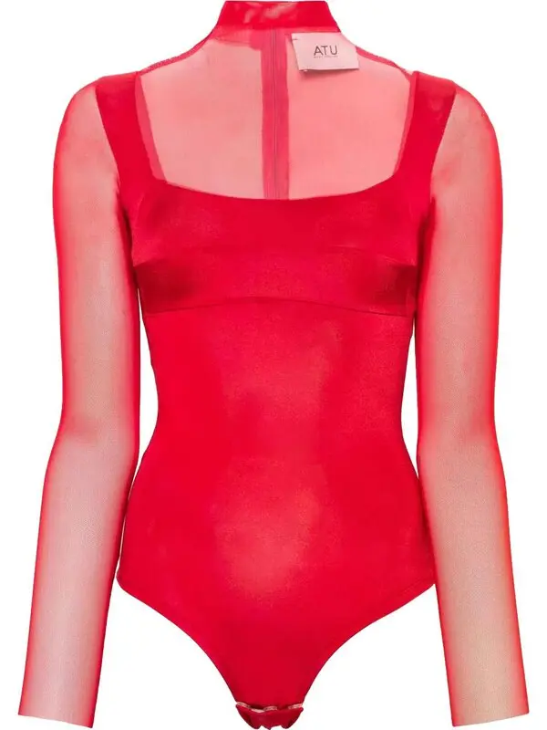 ATU BODY COUTURE Semi-sheer Bodysuit - Red