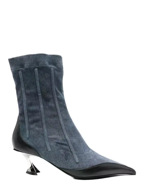 MUGLER 55mm Boned Fang Ankle Boots - Blue