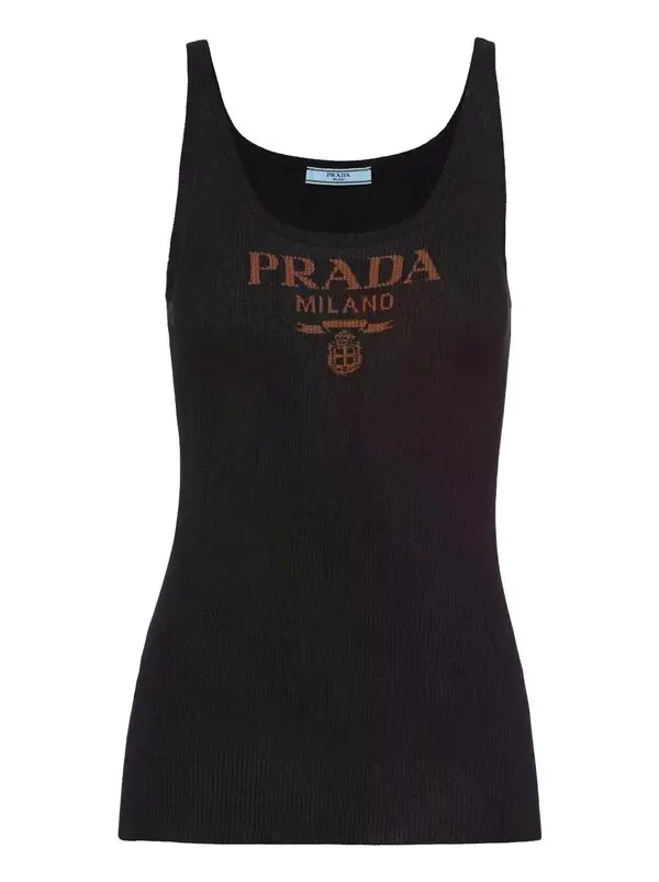 Prada Logo-print Silk Tank Top - Black