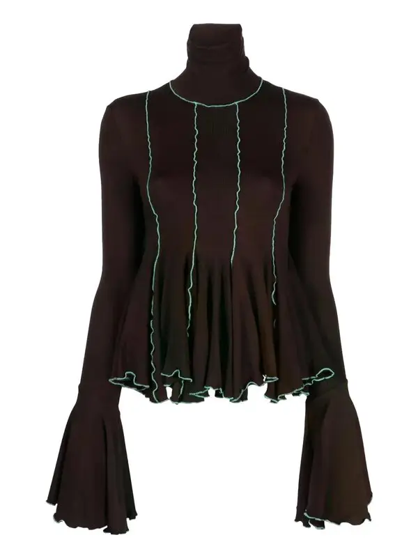 SIEDRES Renti Contrast-stitching Jumper - Brown