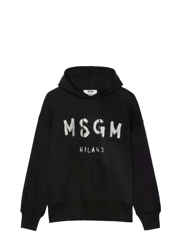 MSGM Logo-print Cotton Hoodie - Black