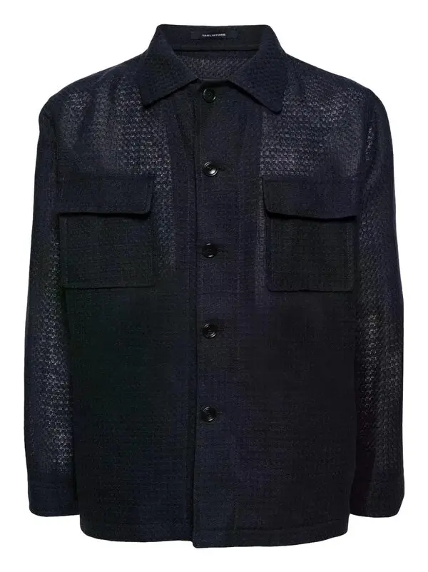 Tagliatore Textured Finish Button-down Jacket - Blue