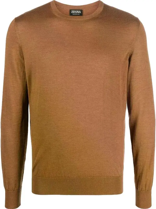 Zegna Cashmere-silk Crew Neck Jumper - Brown