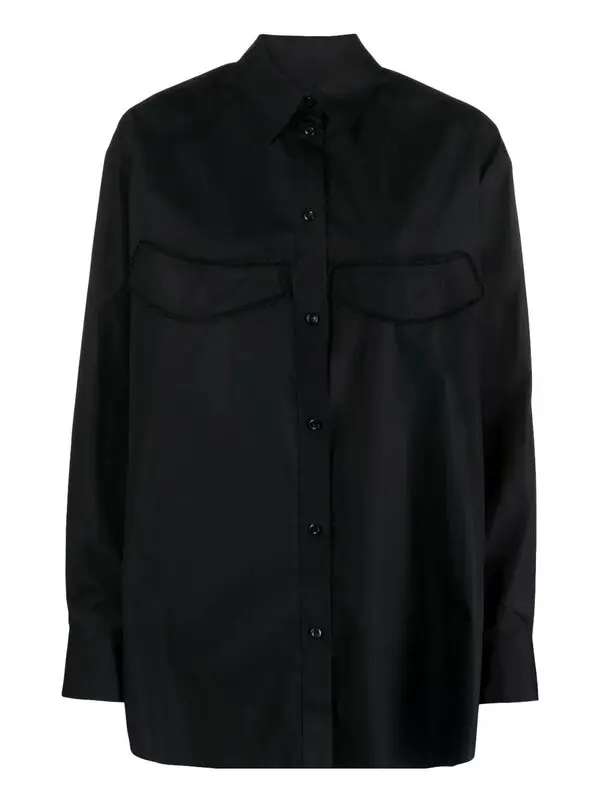 Simone Rocha Appliqué-detail Side Button-fastening Shirt - Black