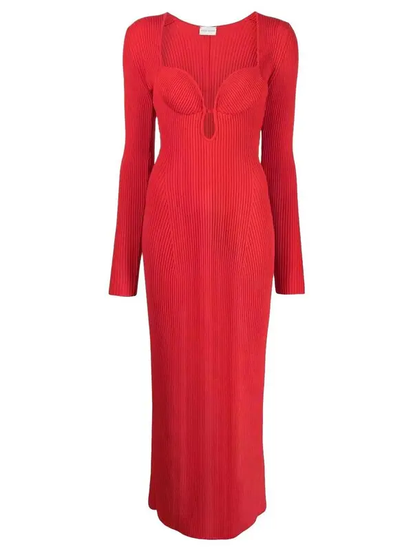Magda Butrym Ribbed Knitted Maxi Dress - Red