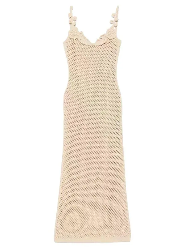 Elie Saab Floral-appliqué Mesh Dress - Neutrals