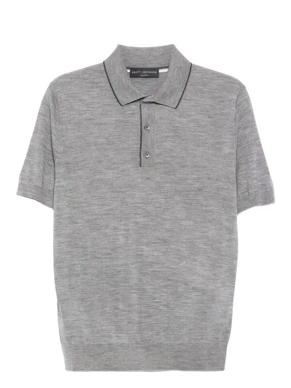 BRETT JOHNSON Wool Short-sleeve Polo Shirt - Grey