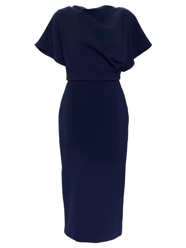 Amsale Draped Detailing Midi Dress - Blue
