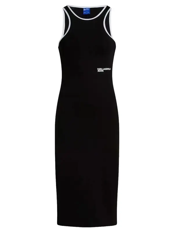 Karl Lagerfeld Contrast-trim Sleeveless Midi Dress - Black