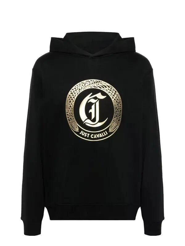 Just Cavalli Logo-appliqué Hoodie - Black
