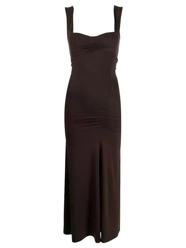 REFORMATION Suvi Ruched Midi Dress - Brown