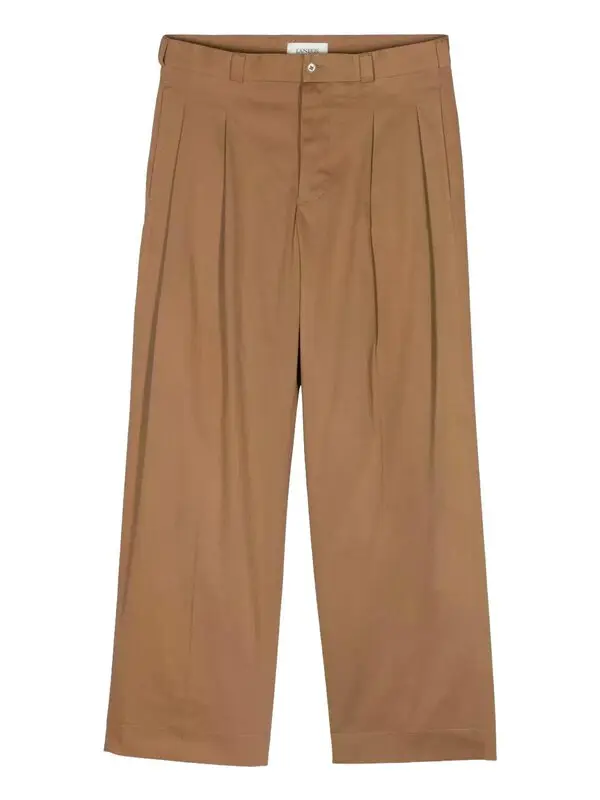 LANEUS Pleat-detailed Trousers - Brown