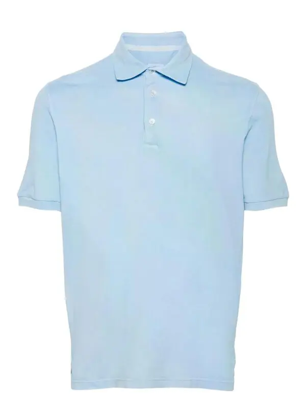 Fedeli Short-sleeve Piqué Polo Shirt - Blue
