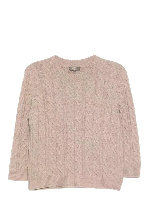 N.peal Emilia Cable Round Neck Sweatshirt - Brown
