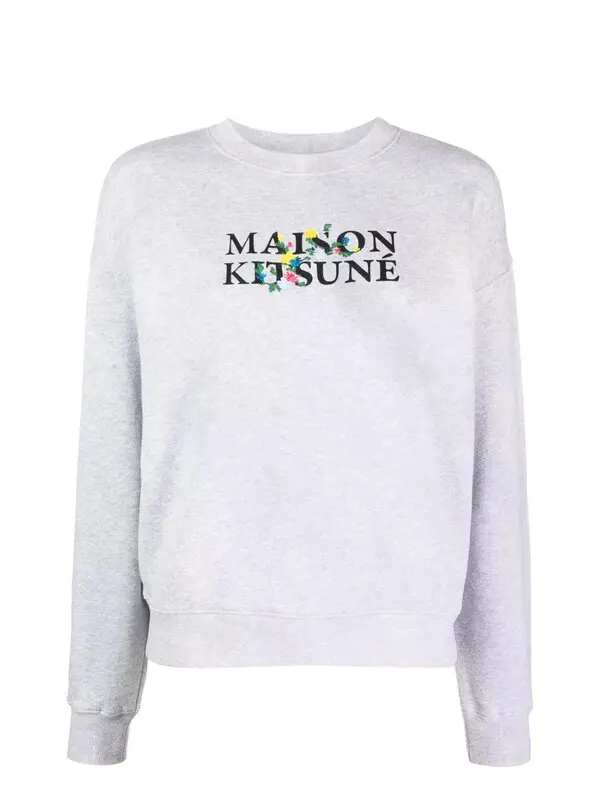 Maison Kitsuné Logo-print Cotton Sweatshirt - Grey