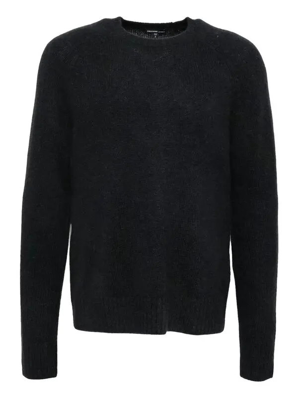 JAMES PERSE Lightweight Textured Cashmere Crewneck - Black