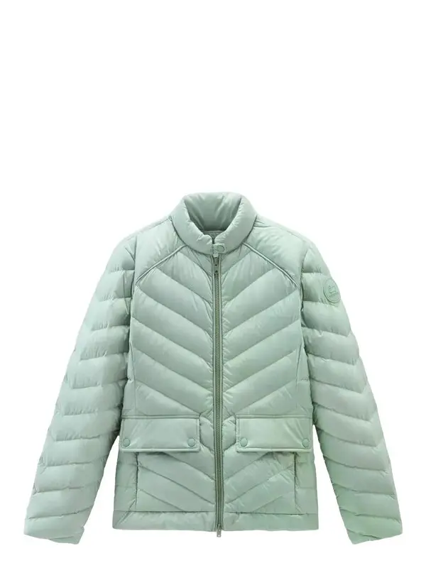 Woolrich Logo-appliqué Chevron-quilted Puffer Jacket - Green
