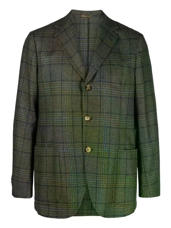 SARTORIO NAPOLI Plaid-check Wool Blend Blazer - Grey