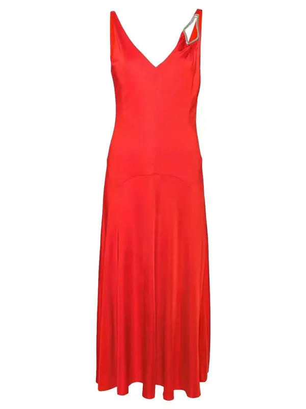 LANVIN Appliqué-detail Midi Dress - Red