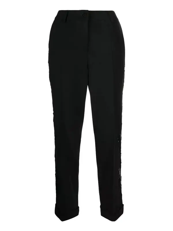 P.a.r.o.s.h Sequin-detail Tapered-leg Trousers - Black