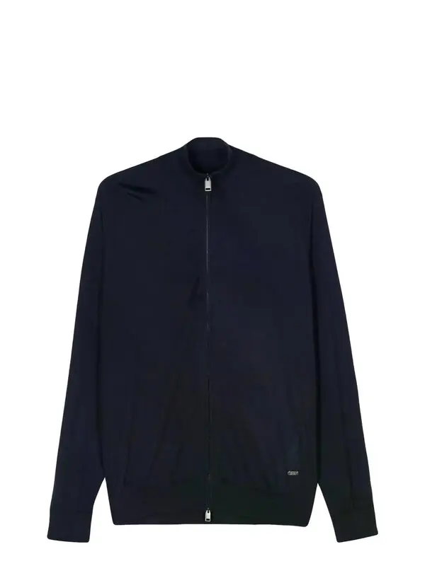 Brioni Logo-plaque Zipped Jumper - Blue