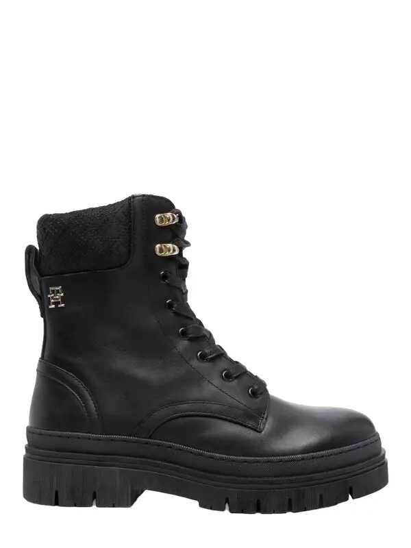 Tommy Hilfiger Monogram-embroidered Boots - Black