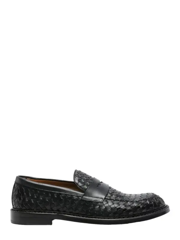 DOUCAL'S Interwoven Leather Penny Loafers - Blue