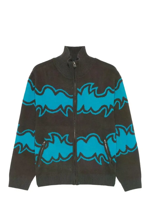 BLUEMARBLE Jacquard Zip-up Cardigan - Grey