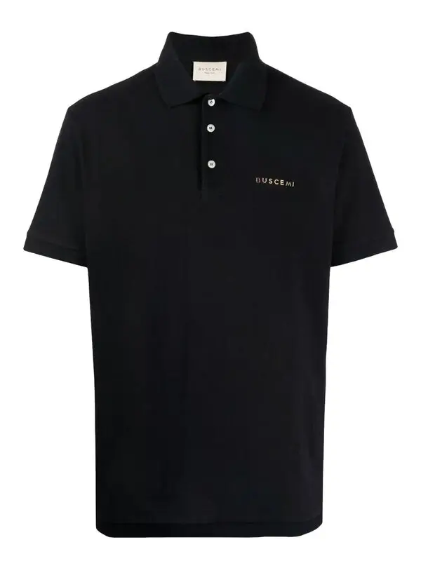 Buscemi Logo-plaque Cotton Polo Shirt - Blue