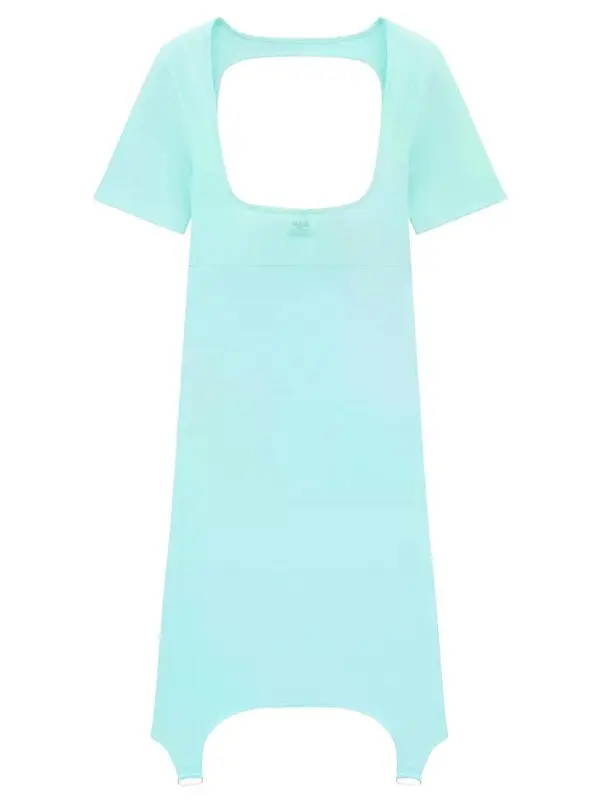 COURREGES Square-neck Cut-out Mini Dress - Blue