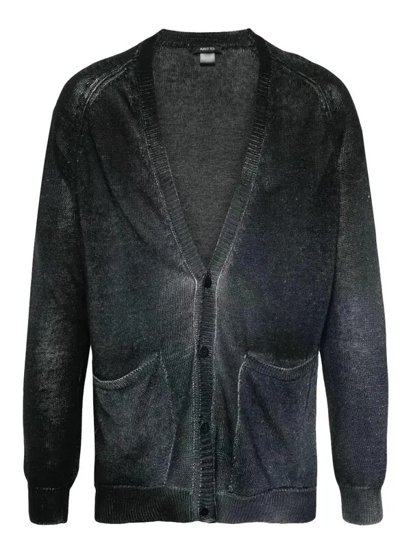 Avant Toi Washed Linen Cardigan - Blue