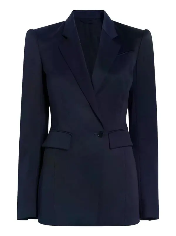 Another Tomorrow Double-breasted Merino Wool Blazer - Blue