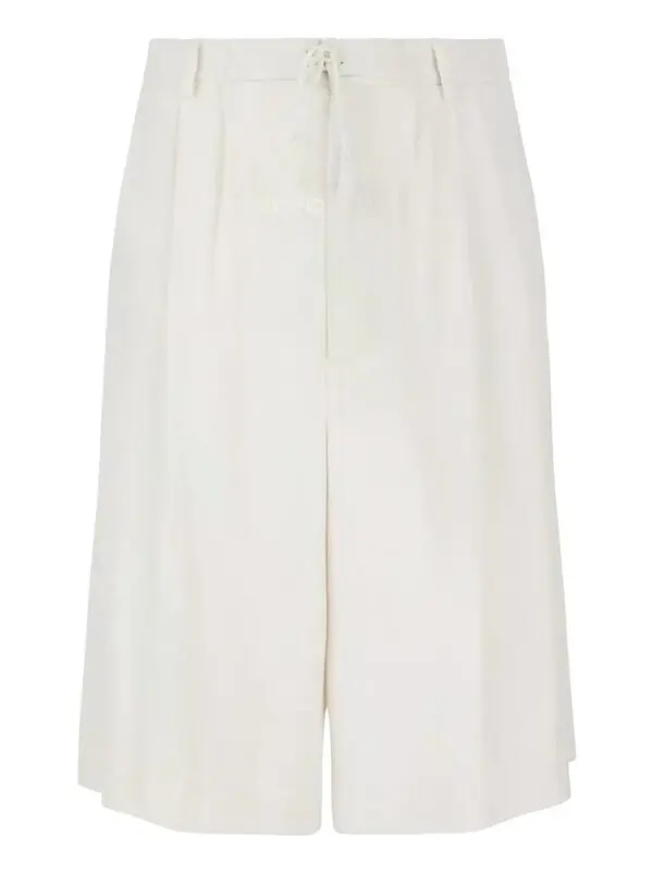Gcds Logo-embroidered Pleated Bermuda Shorts - Neutrals