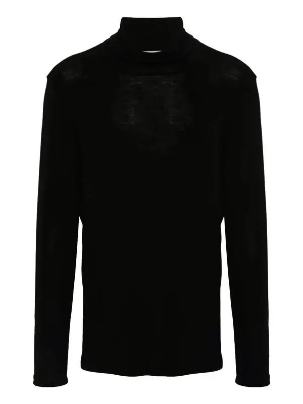 RÓHE Knitted Wool Roll Neck Sweater - Black