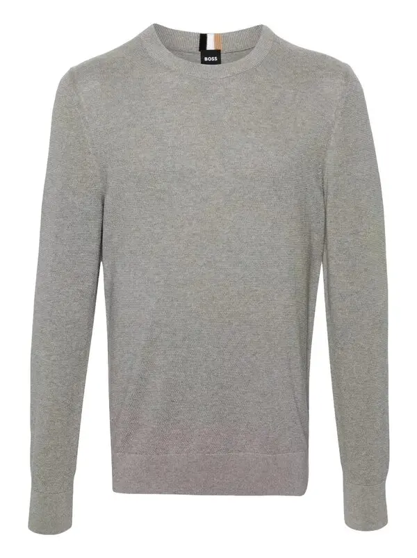 BOSS Mélange-effect Cotton Jumper - Grey