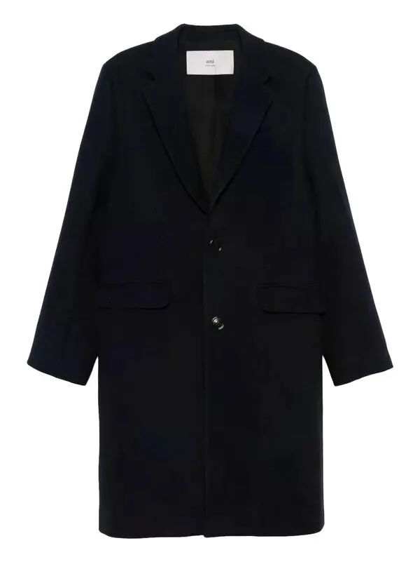 AMI Paris Single-breasted Wool Coat - Blue