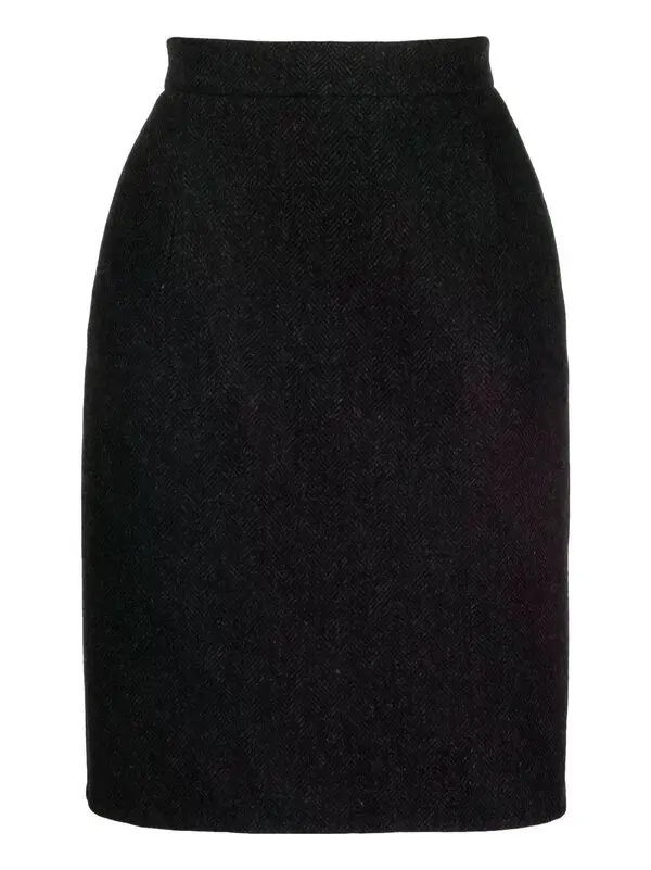 JIL SANDER High-waist Herringbone Skirt - Black