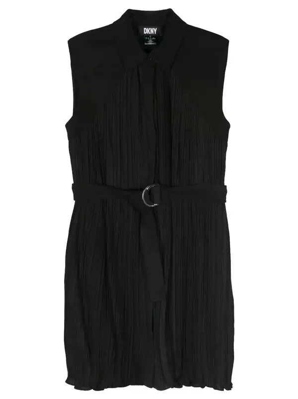 Dkny Pleated Midi Shirt Dress - Black