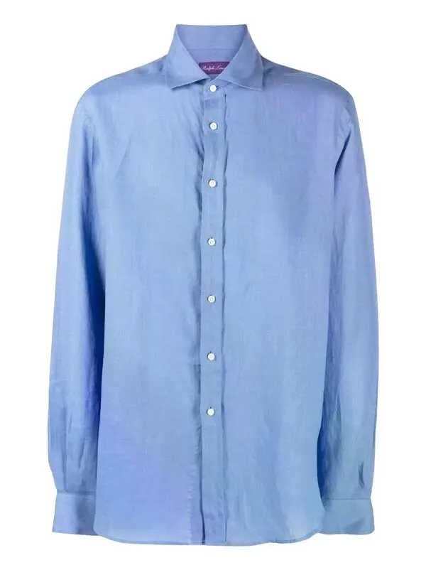 Ralph Lauren Purple Label Long-sleeved Linen Shirt - Blue