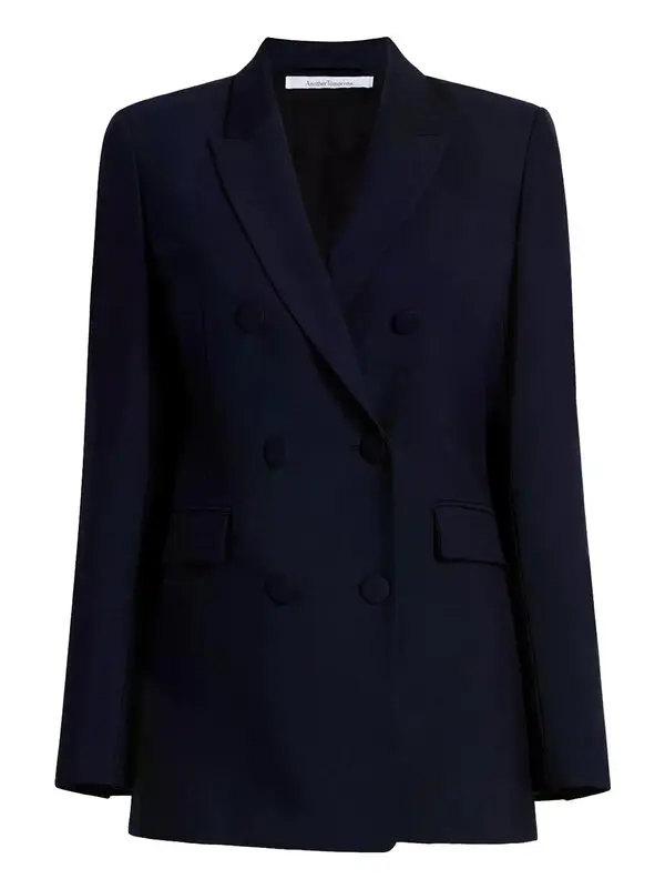 Another Tomorrow Double-breasted Merino Wool Blazer - Blue