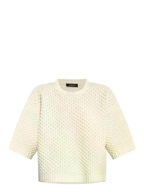 Fabiana Filippi Grid-stitch Knit T-shirt - Neutrals