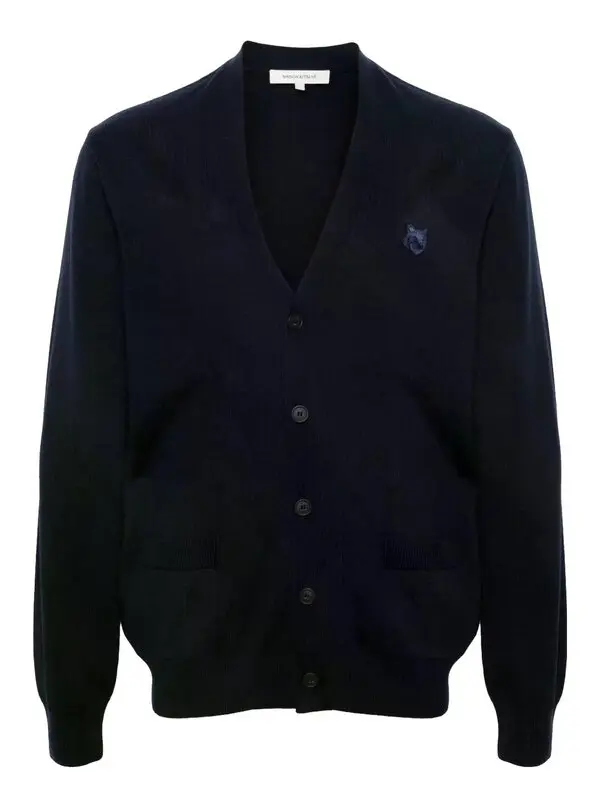 Maison Kitsuné Chillax Fox Wool Cardigan - Blue