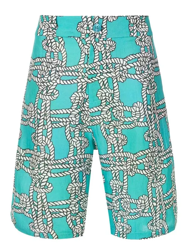 AMIR SLAMA Rope-print Shorts - Blue