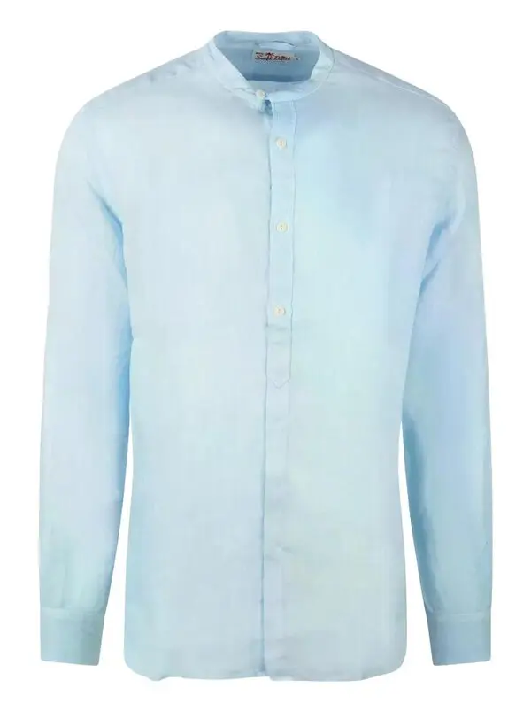 MC2 SAINT BARTH Linen Mandarin-collar Shirt - Blue