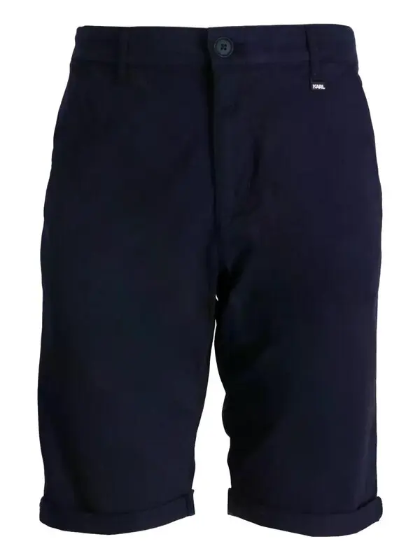 Karl Lagerfeld Cotton Chino Shorts - Blue