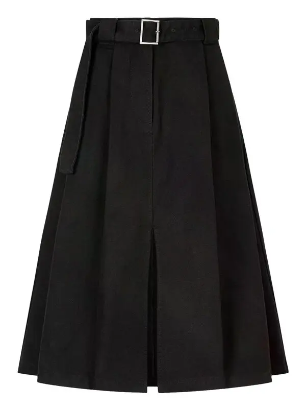 STUDIO TOMBOY Belted Two-tuck Midi Skirt - Black
