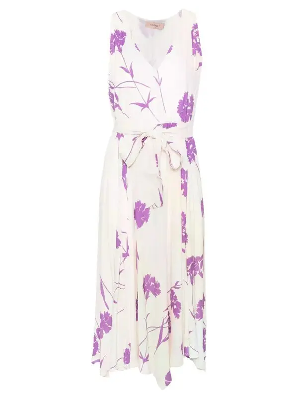 TWINSET Floral-print Crepe Maxi Dress - Neutrals