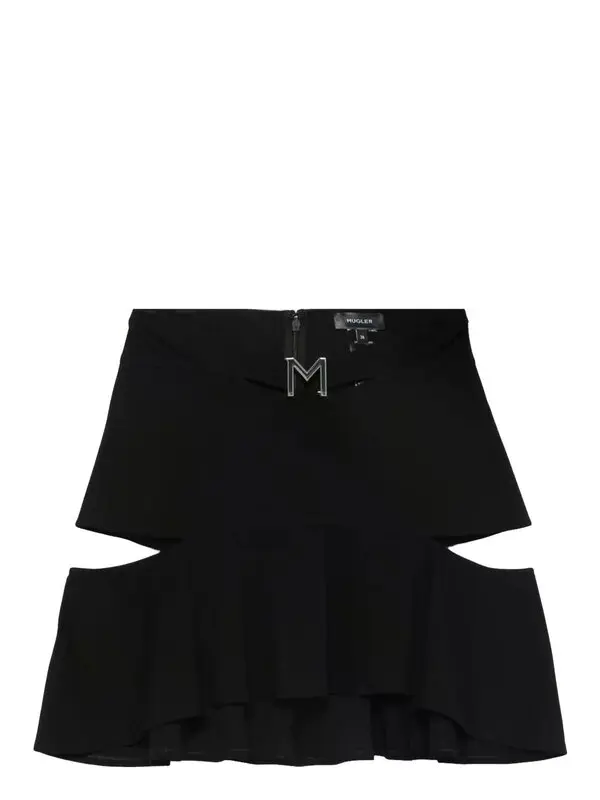 MUGLER M-plaque Cut-out Mini Skirt - Black